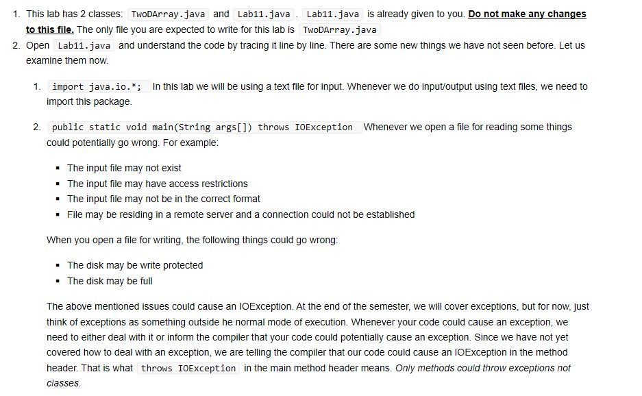 Solved 1 This Lab Has 2 Classes Twodarrayjava And