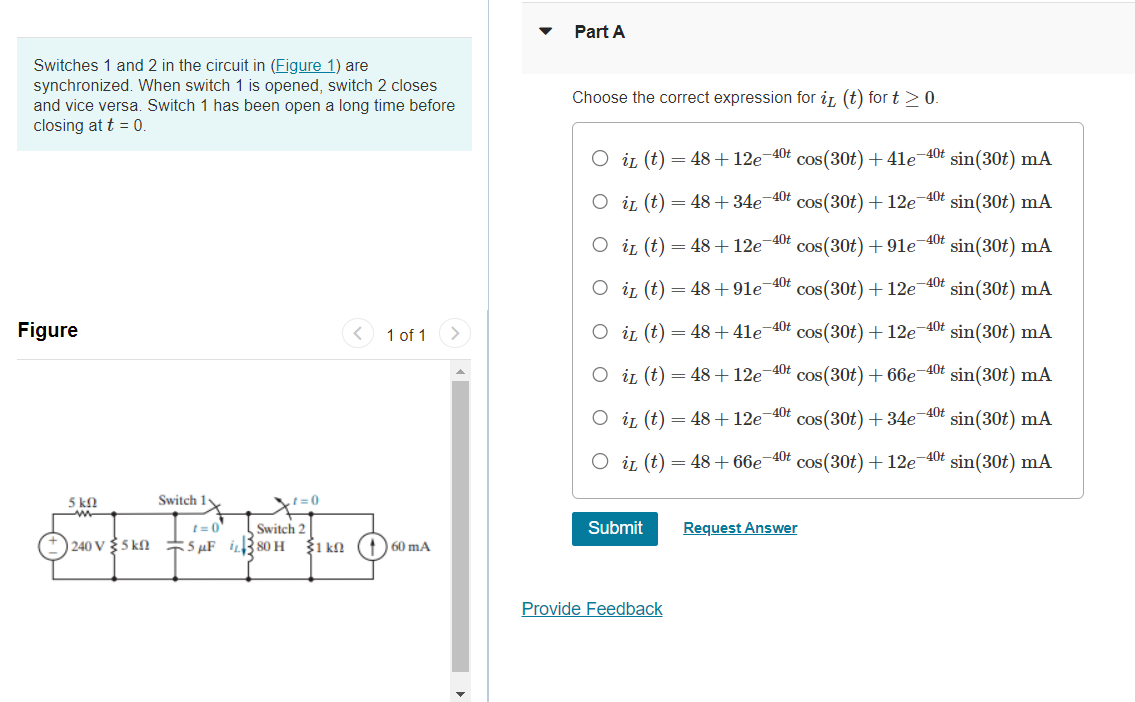 [Solved]: Switches 1 and 2 in the circuit in (Figure 1) ar