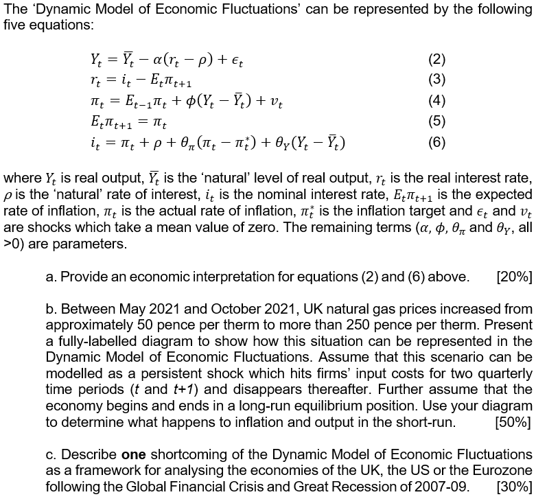 Solved The 'Dynamic Model of Economic Fluctuations' can be | Chegg.com