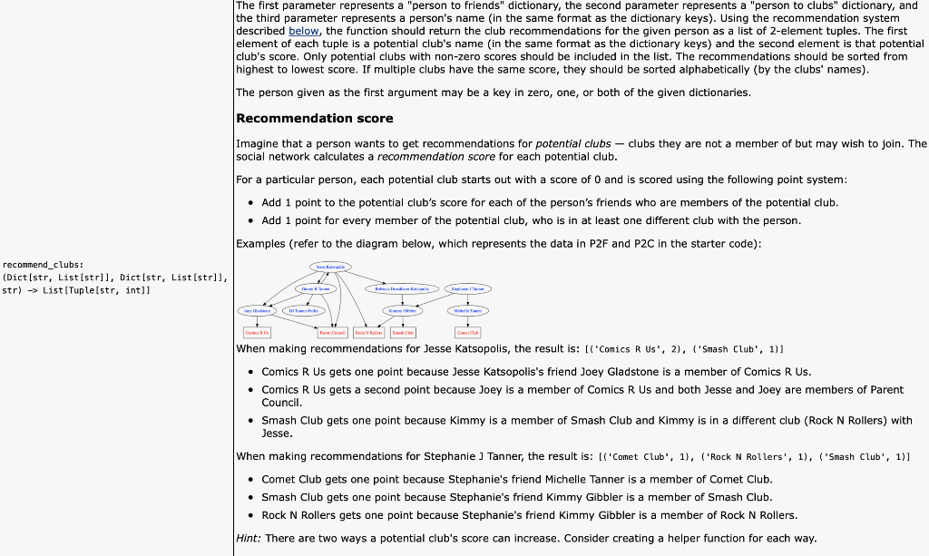 The first parameter represents a "person to friends" | Chegg.com