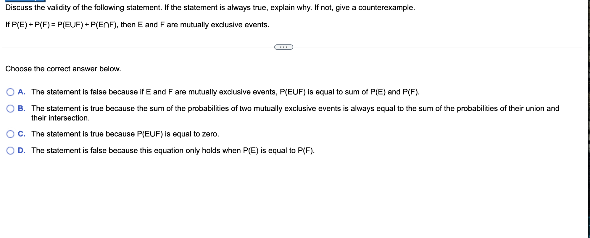 Solved Discuss the validity of the following statement. If | Chegg.com