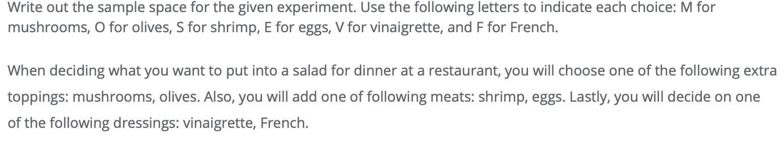 Solved Write out the sample space for the given experiment. | Chegg.com
