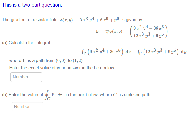 Solved This is a two-part question. The gradient of a scalar | Chegg.com