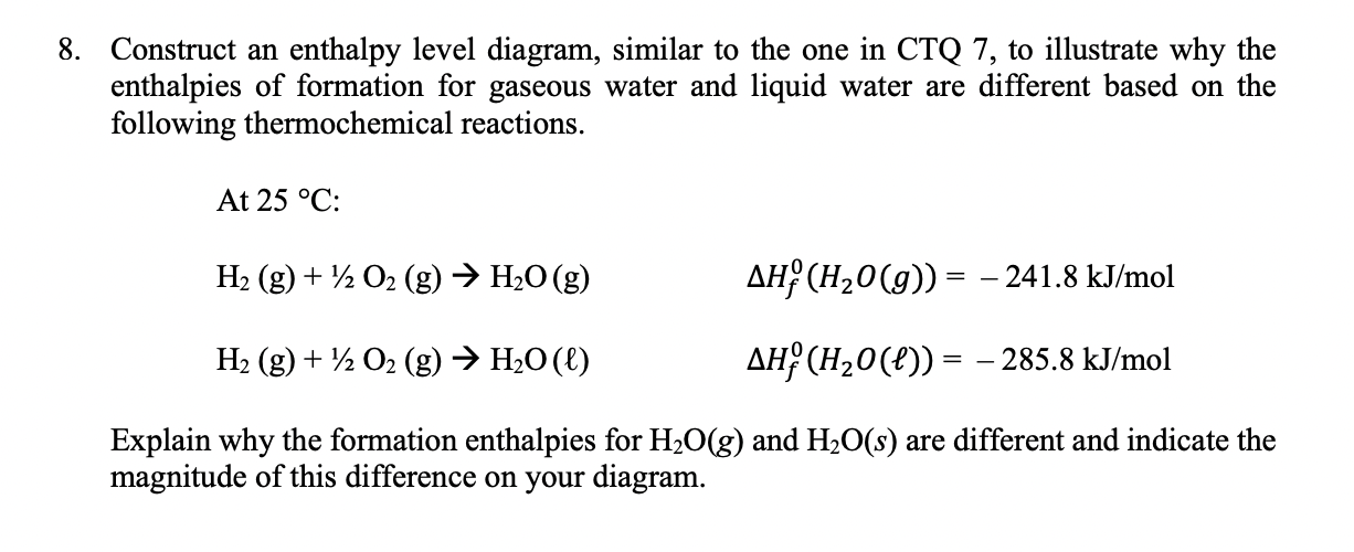 Solved Construct an enthalpy level diagram, similar to the | Chegg.com