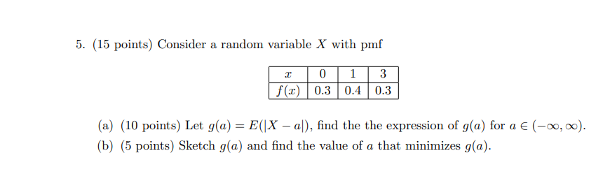 Solved 5. (15 points) Consider a random variable X with pmf | Chegg.com