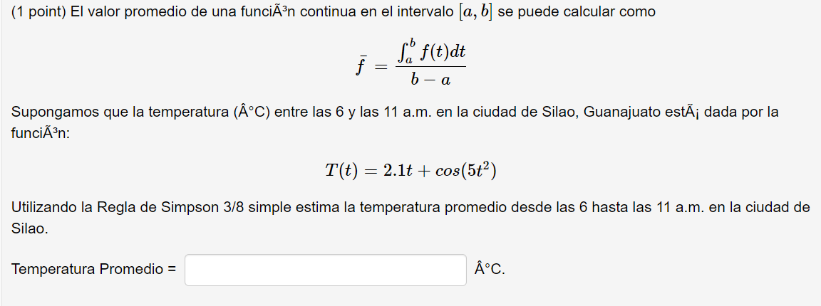 Solved (1 point) The average value of a continuous function | Chegg.com