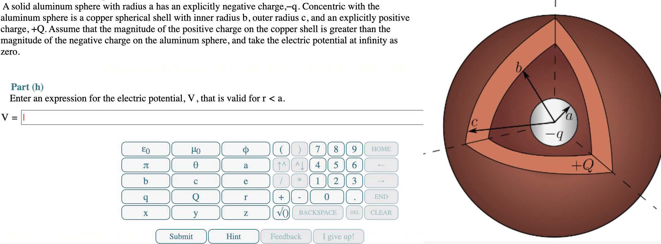 Solved A solid aluminum sphere with radius a has an | Chegg.com