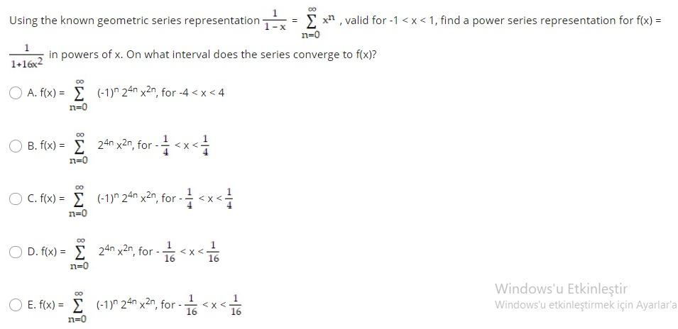 Solved -X Using the known geometric series representation | Chegg.com