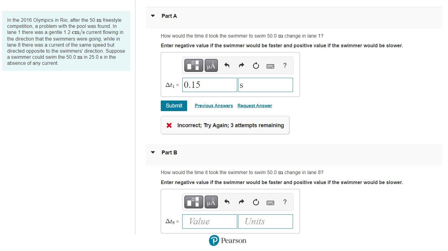 Solved In the 2016 Olympics in Rio, after the 50 m freestyle | Chegg.com