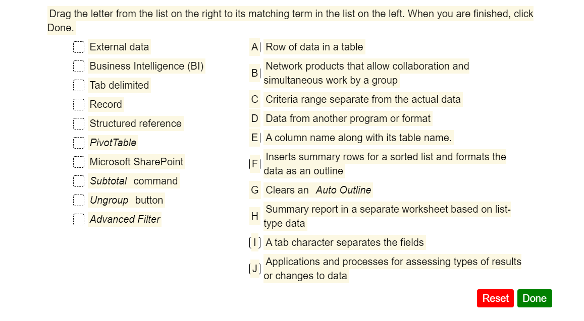 Solved Drag the letter from the list on the right to its | Chegg.com