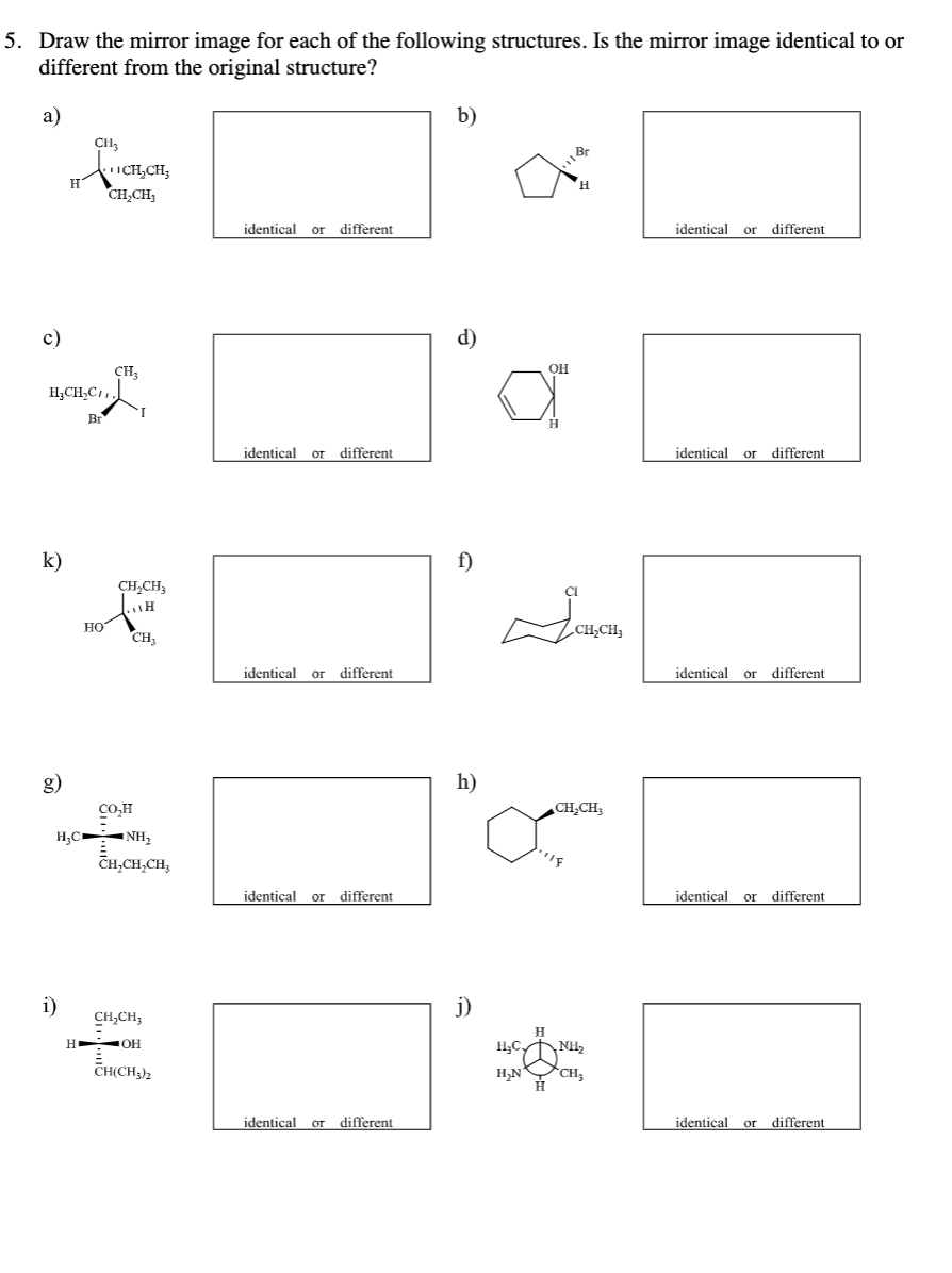 Solved 5. Draw the mirror image for each of the following | Chegg.com