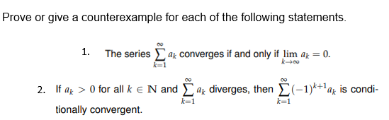 Solved Prove or give a counterexample for each of the | Chegg.com