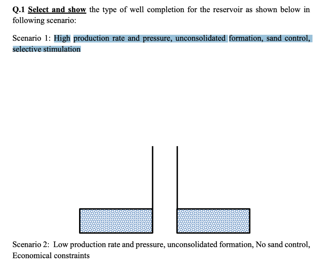 Solved Q.1 Select and show the type of well completion for | Chegg.com