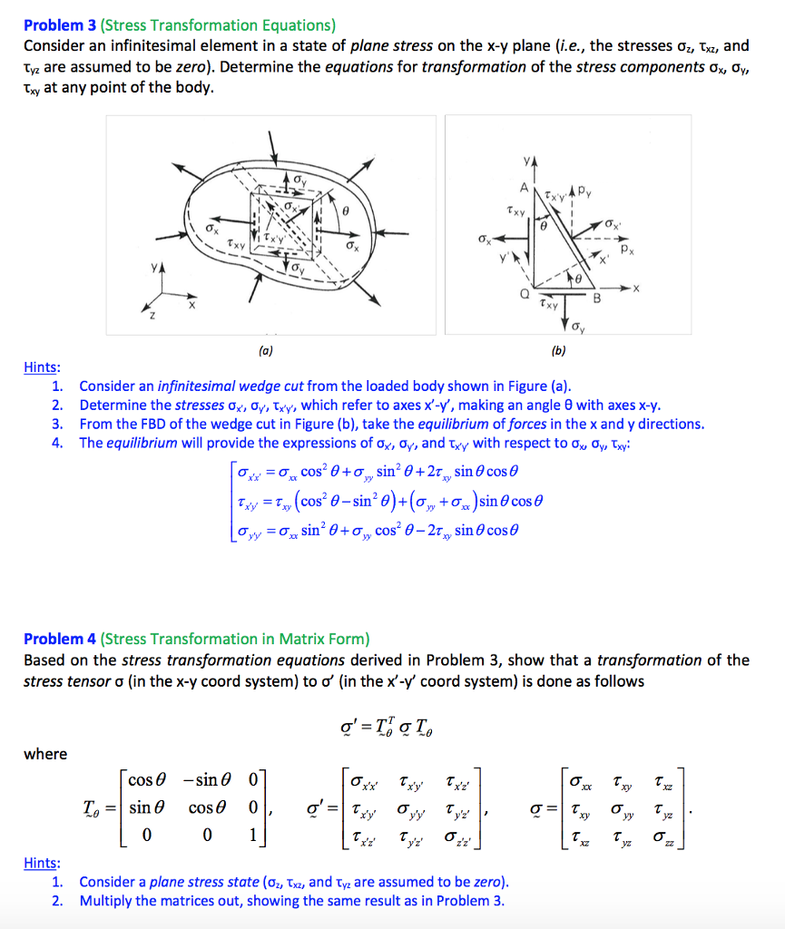Solved Problem 3 (Stress Transformation Equations) Consider | Chegg.com