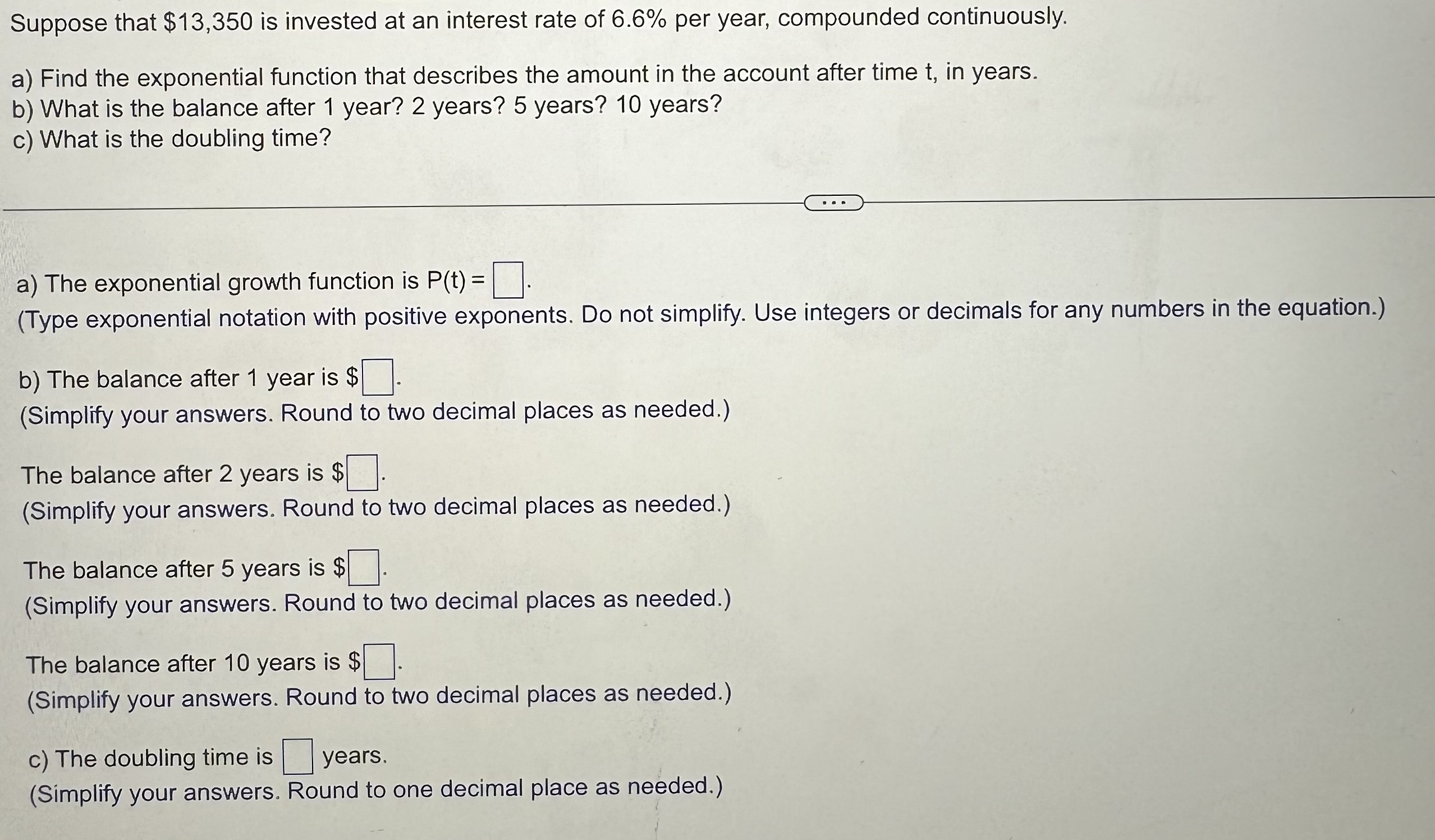 Solved Suppose that $13,350 is invested at an interest rate | Chegg.com