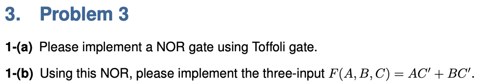 Solved 3. Problem 3 1-(a) Please implement a NOR gate using | Chegg.com
