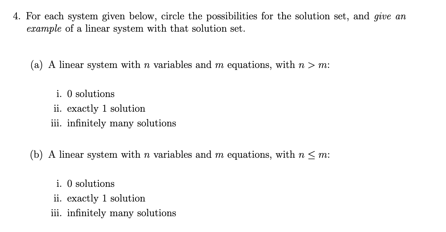 4. For each system given below, circle the | Chegg.com