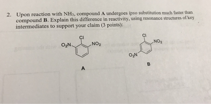 Solved Upon reaction with NHs, compound A undergoes ipso | Chegg.com