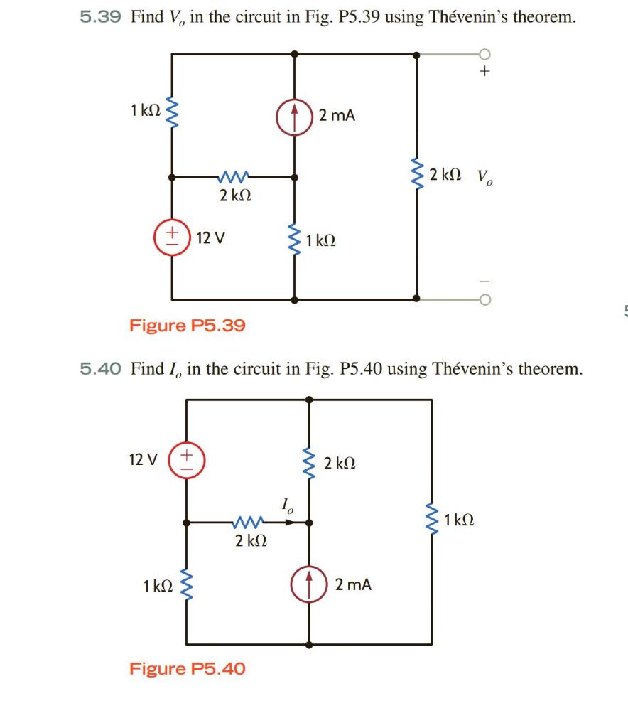 Solved 5.39 Find V. in the circuit in Fig. P5.39 using | Chegg.com