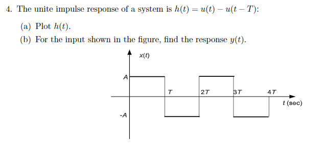 Solved 4. The unite impulse response of a system is h(t) = | Chegg.com