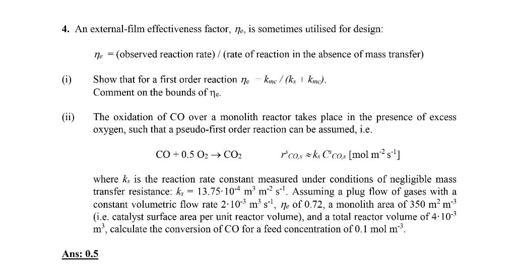 4. An external-film effectiveness factor, ne, is | Chegg.com