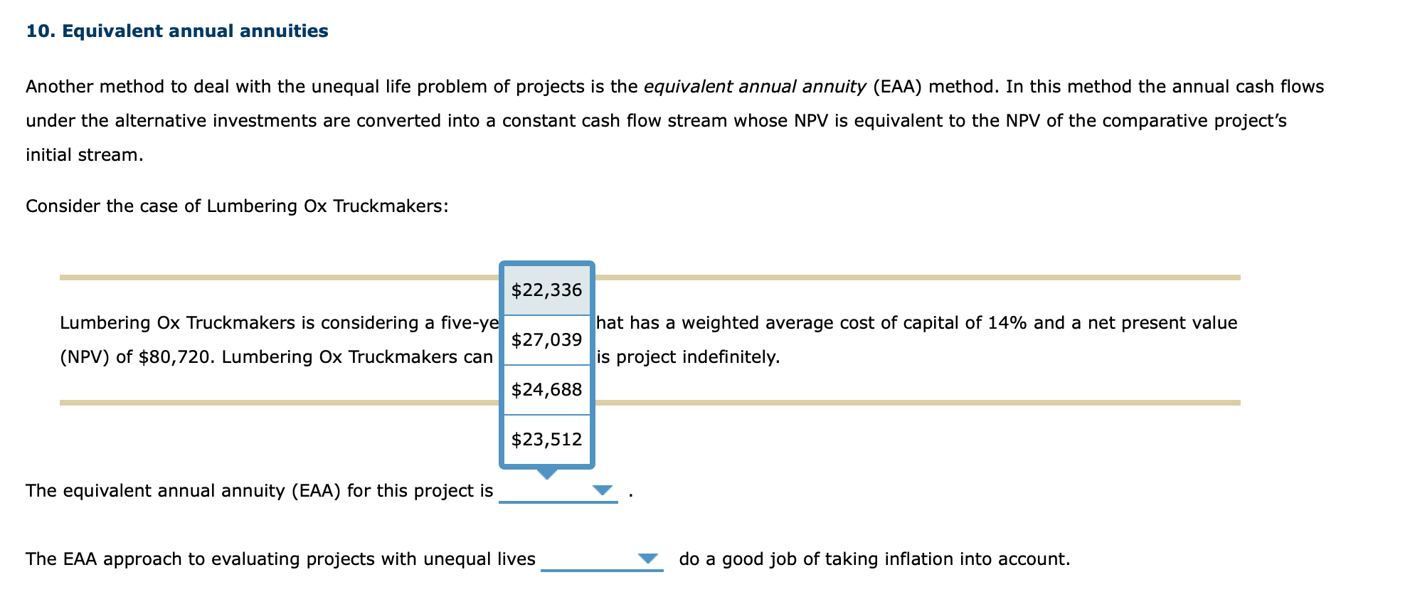 Solved 10. Equivalent annual annuities Another method to | Chegg.com