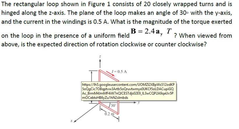 Solved The rectangular loop shown in Figure 1 consists of 20 | Chegg.com