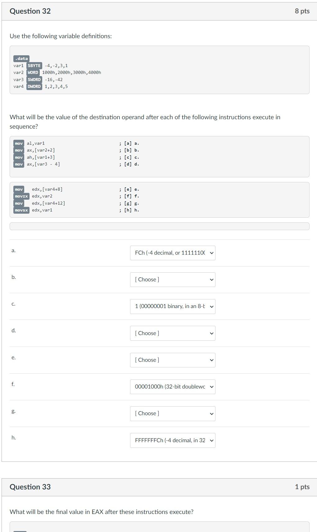 Solved Use the following variable definitions: What will be | Chegg.com