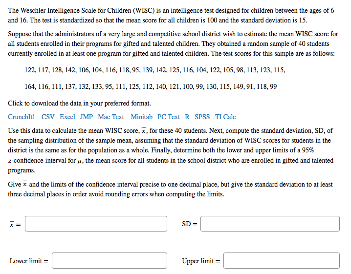 Solved The Weschler Intelligence Scale for Children (WISC) | Chegg.com