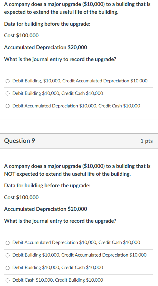 Solved A company does a major upgrade ($10,000) to a | Chegg.com