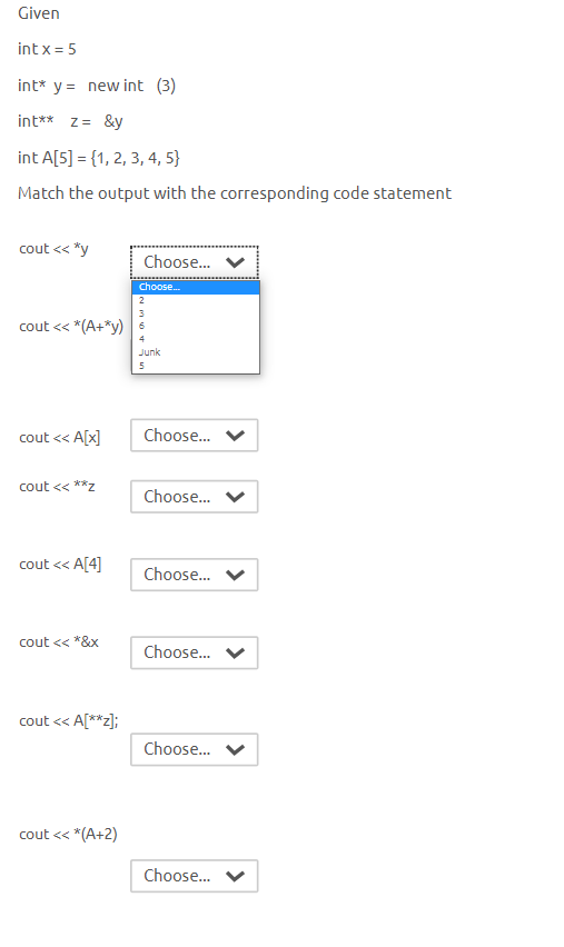 Solved Given int x = 5 int* y = new int (3) int** Z= Sy int | Chegg.com