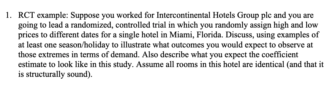 Solved 1. RCT example: Suppose you worked for | Chegg.com