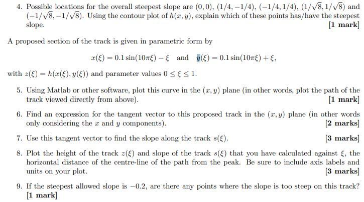 A track is planned for a ridge whose topography can | Chegg.com
