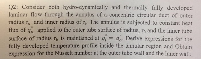 Solved Q2: Consider both hydro-dynamically and thermally | Chegg.com