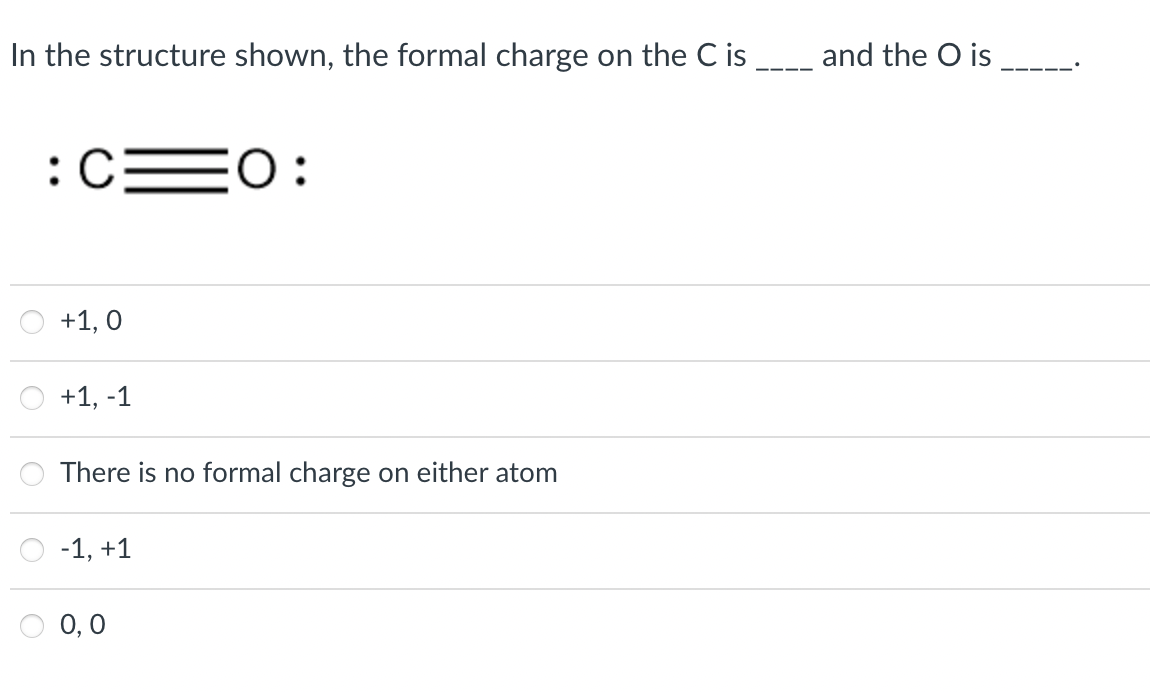 Solved In the structure shown, the formal charge on the C is | Chegg.com