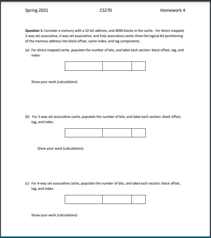 Spring 2021 CS270 Homework 4 (d) For fully | Chegg.com