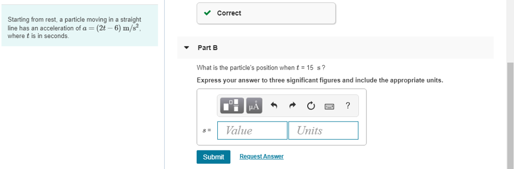 Solved Correct Starting from rest, a particle moving in a | Chegg.com