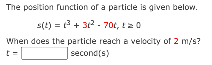 Solved The position function of a particle is given | Chegg.com