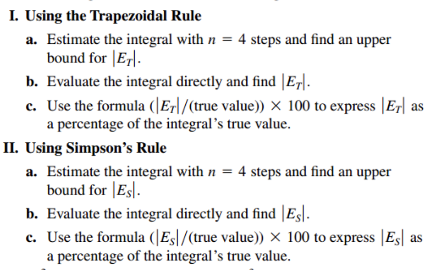 Solved I. Using the Trapezoidal Rule a. Estimate the | Chegg.com