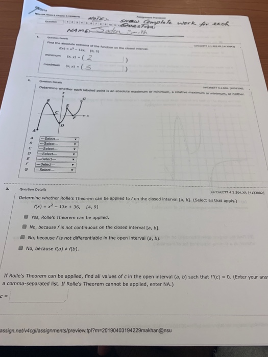 Solved Determine whether each labeled point is an absolute | Chegg.com