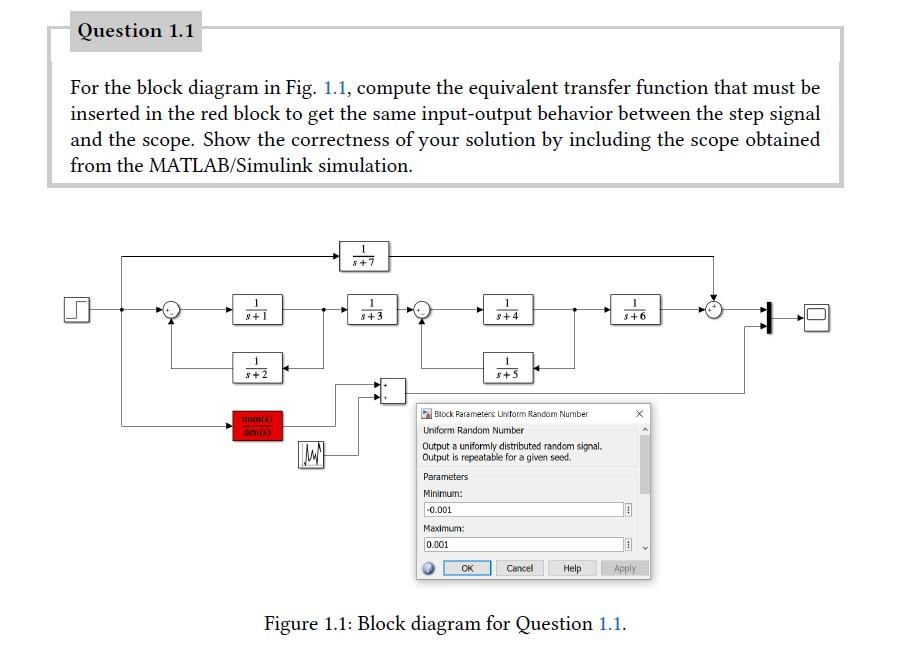 Solved For the block diagram in Fig. 1.1, compute the | Chegg.com