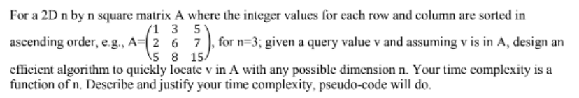 Solved For a 2Dn by n square matrix A where the integer | Chegg.com