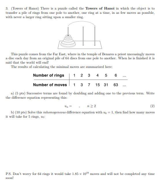 Solved 3. (Towers of Hanoi) There is a puzzle called the | Chegg.com