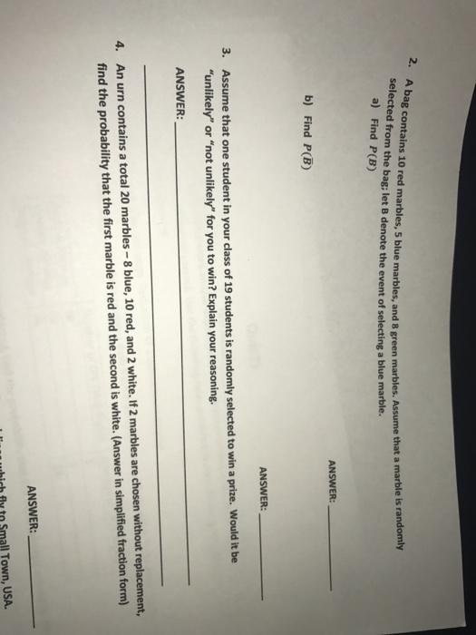 Solved A bag contains 10 red marbles, 5 blue marbles, and 8 | Chegg.com