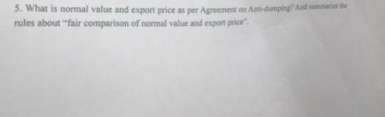 Solved 5. What is nomal value and export price as per | Chegg.com