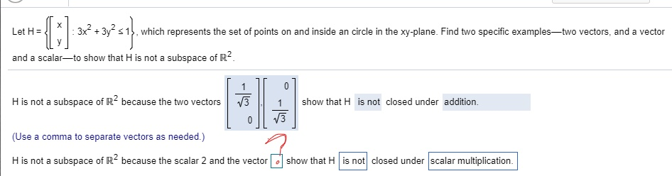 Solved х Let H= **3*1). which represents the set of points | Chegg.com