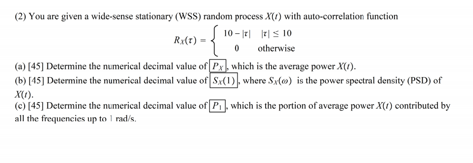Solved (2) ﻿You are given a wide-sense stationary (WSS) | Chegg.com