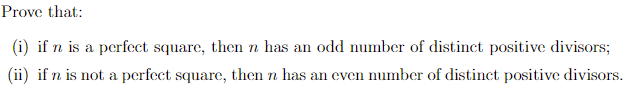 Solved Prove that: (i) if n is a perfect square, then n has | Chegg.com