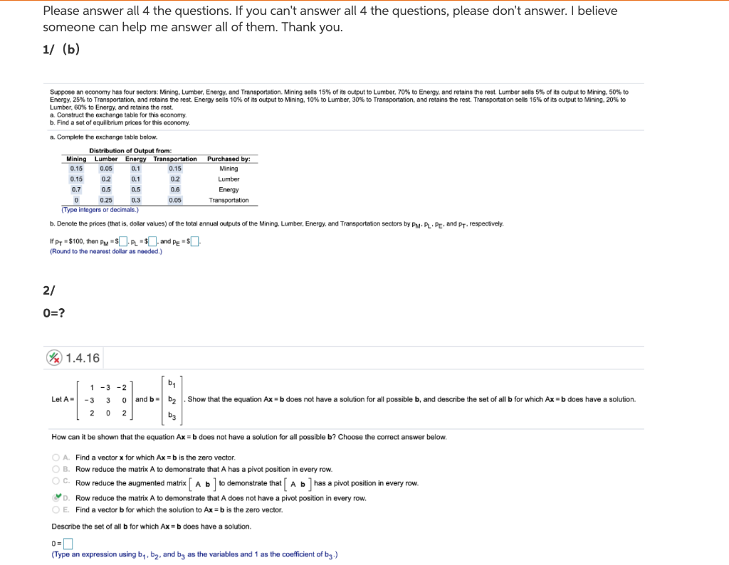 Solved Linear Algebra with Applications finish 4 question , | Chegg.com