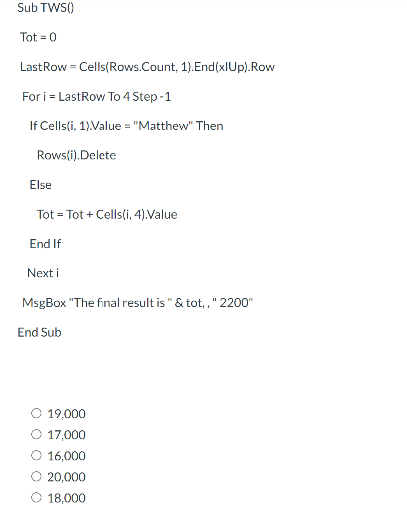 Solved The following Excel image has a VBA program (see | Chegg.com